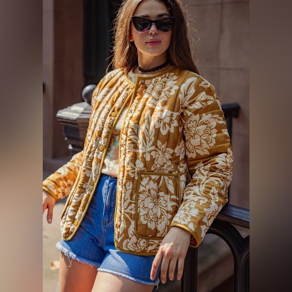 Flying Tomato | Jackets & Coats | Flying Tomato Mustard Floral Totally ...